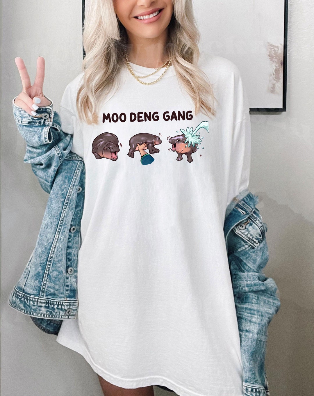 Moo Deng Gang Png, Moo Deng Png, Hippo Lover Png, Funny Baby Hippo Moo ...