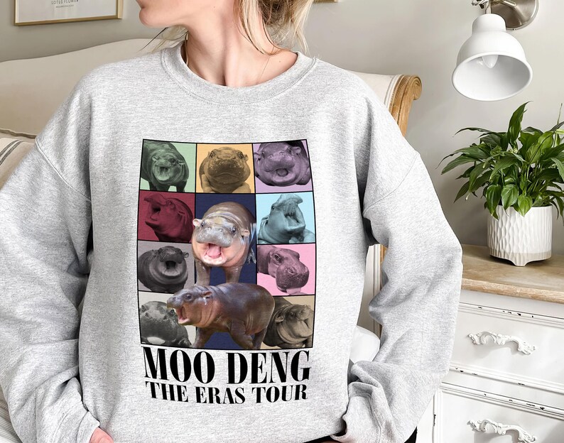 Moo Deng Eras Tour Png, Cute Baby Hippo Moo Deng Bouncy Pig in Thai ...