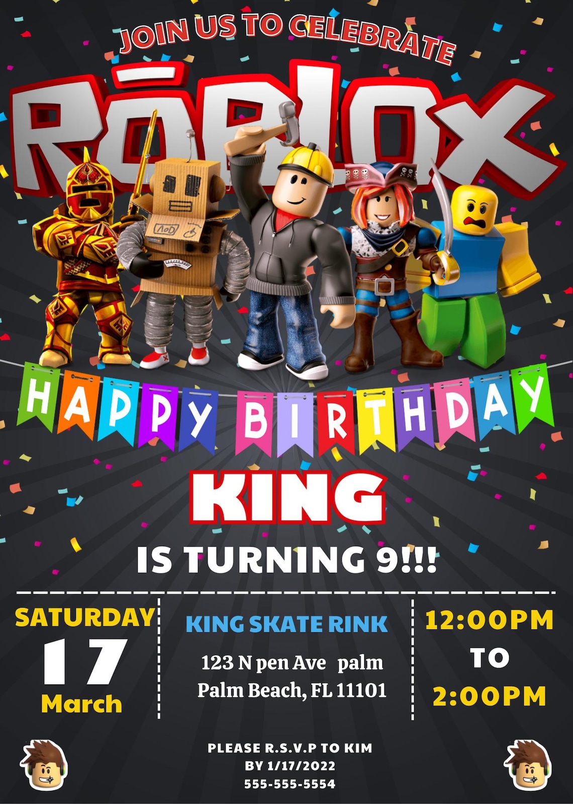 Roblox Invitation, Roblox Invite, Roblox Boys Birthday Invitation ...