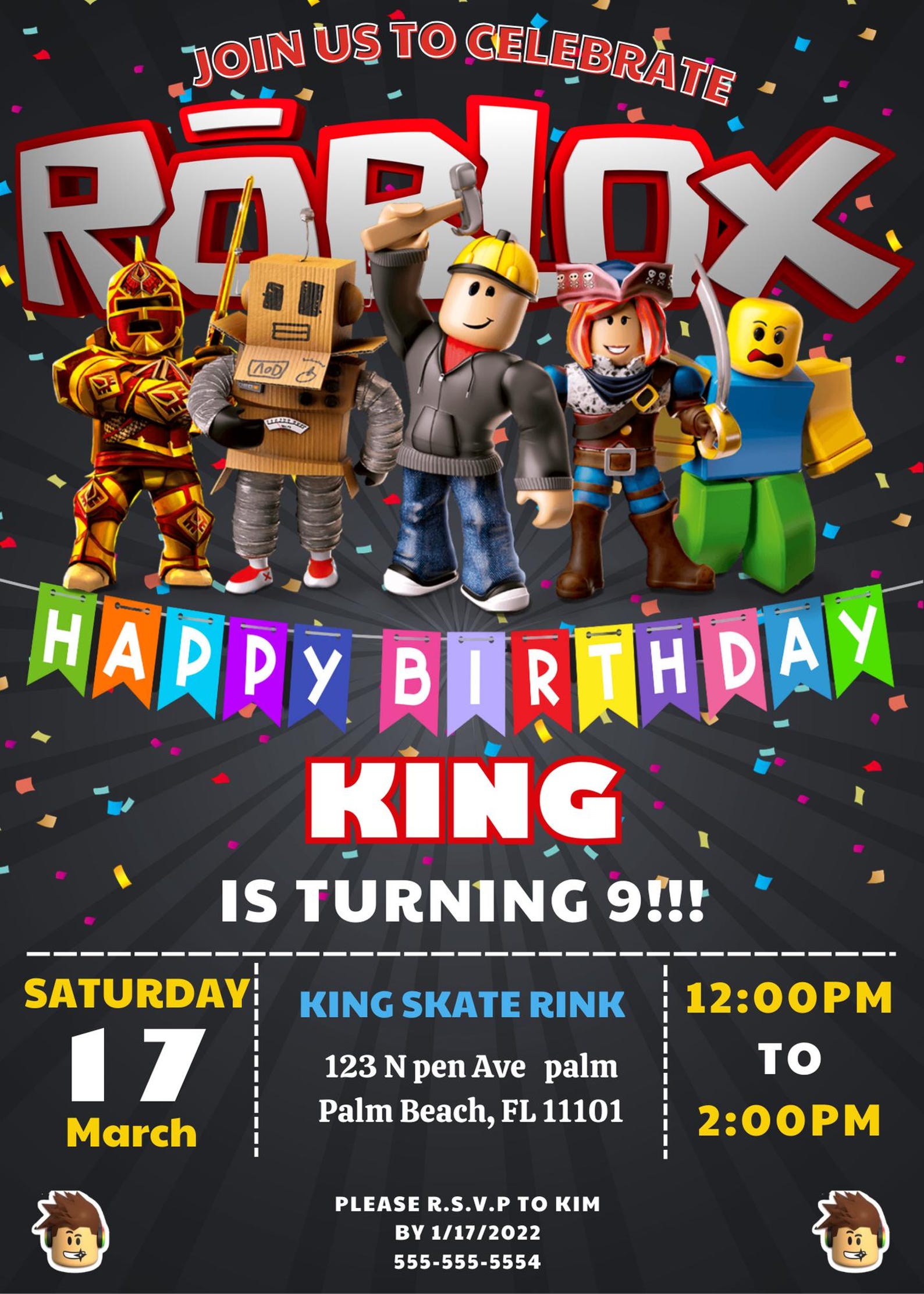Roblox Invitation, Roblox Invite, Roblox Boys Birthday Invitation ...