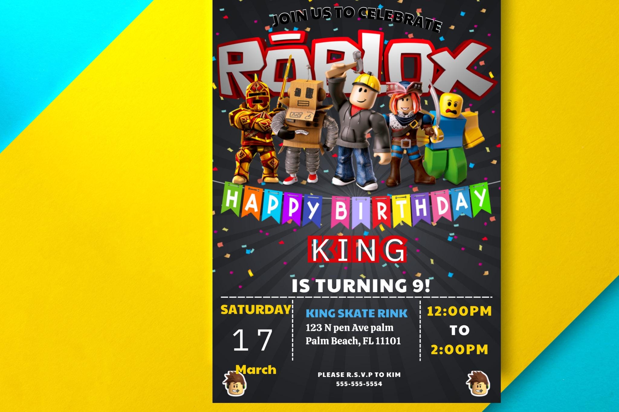 Roblox Invitation, Roblox Invite, Roblox Boys Birthday Invitation ...