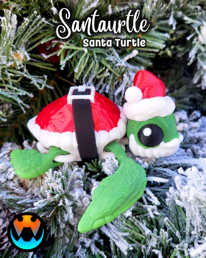 Santa Sea Turtle, 3D Printed Christmas Turtle - Etsy