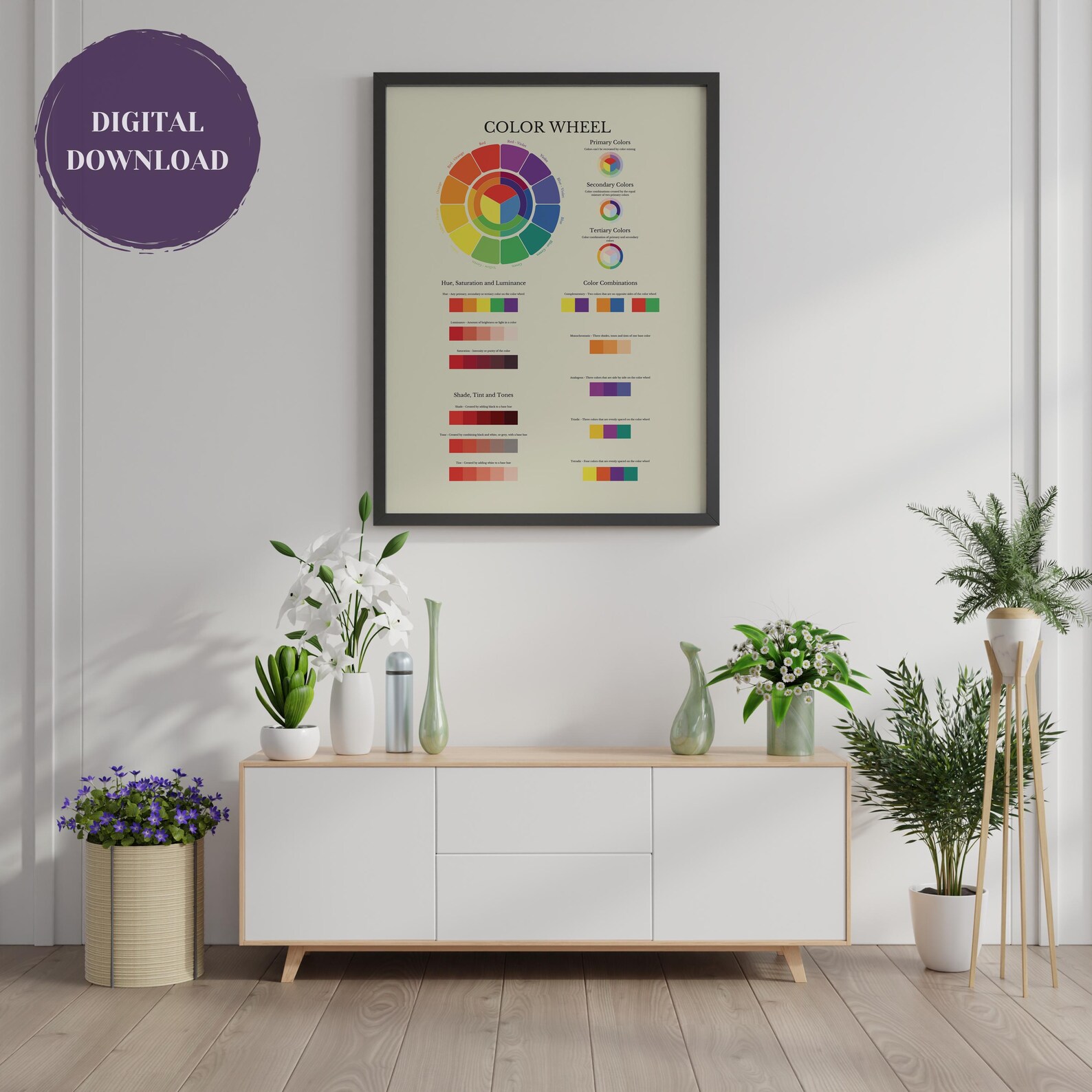 Beige and Color Wheel Poster: Color Theory Art, Classroom Decor (JPG ...