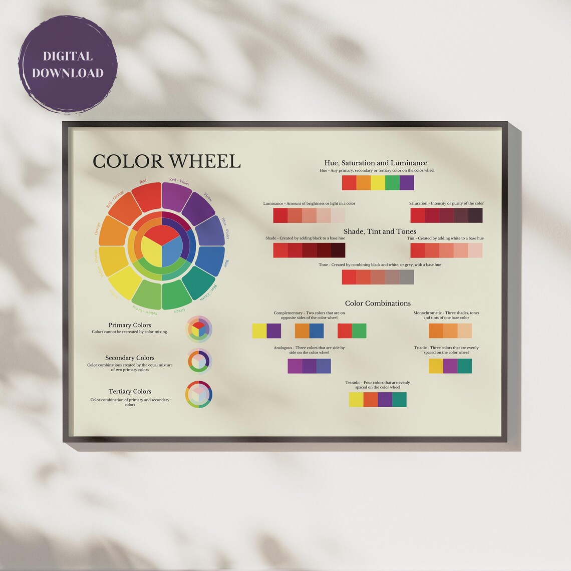 Color Wheel Poster, Beige, White, Color Theory, Design Color Palette ...