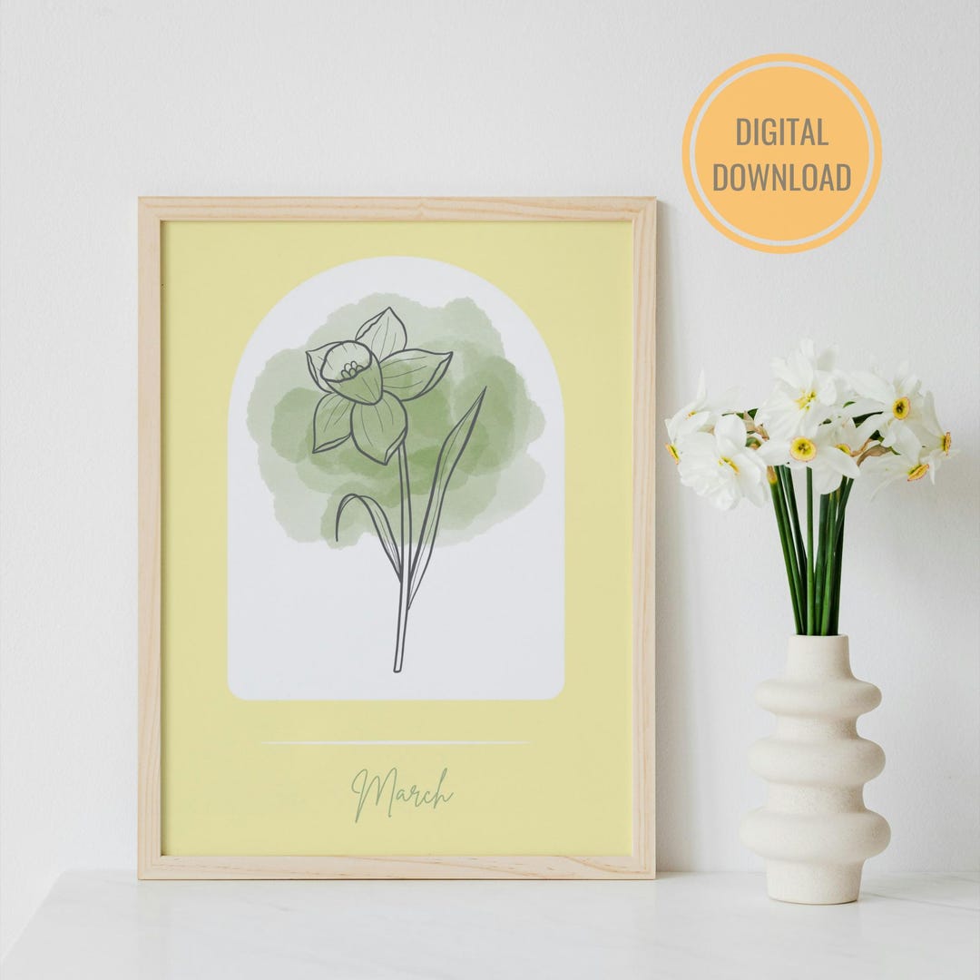 March Birth Month Flower Wall Art | Daffodil Flower | Birth Flower Wall ...