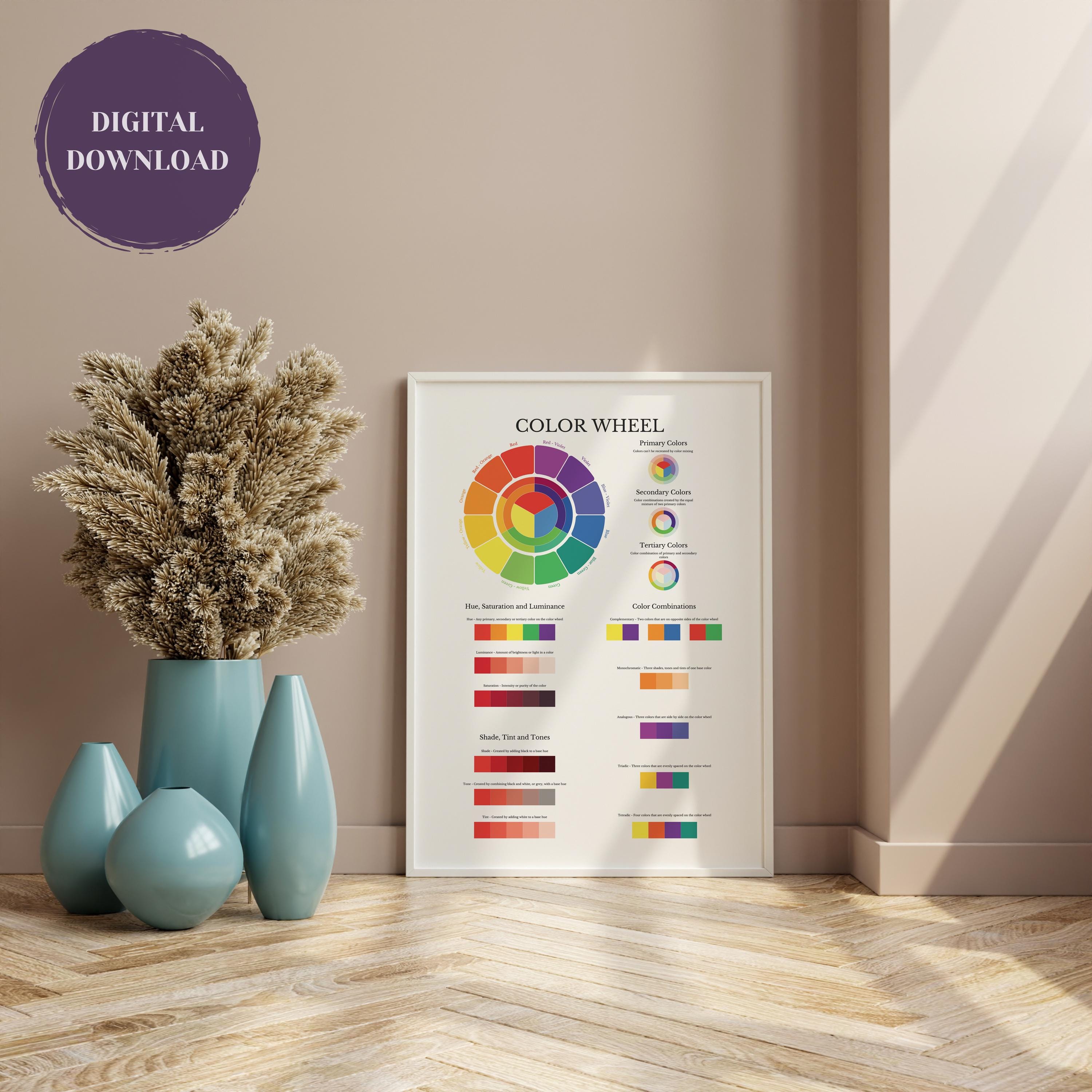 Color Wheel Poster, Beige, White, Color Theory, Design Color Palette ...