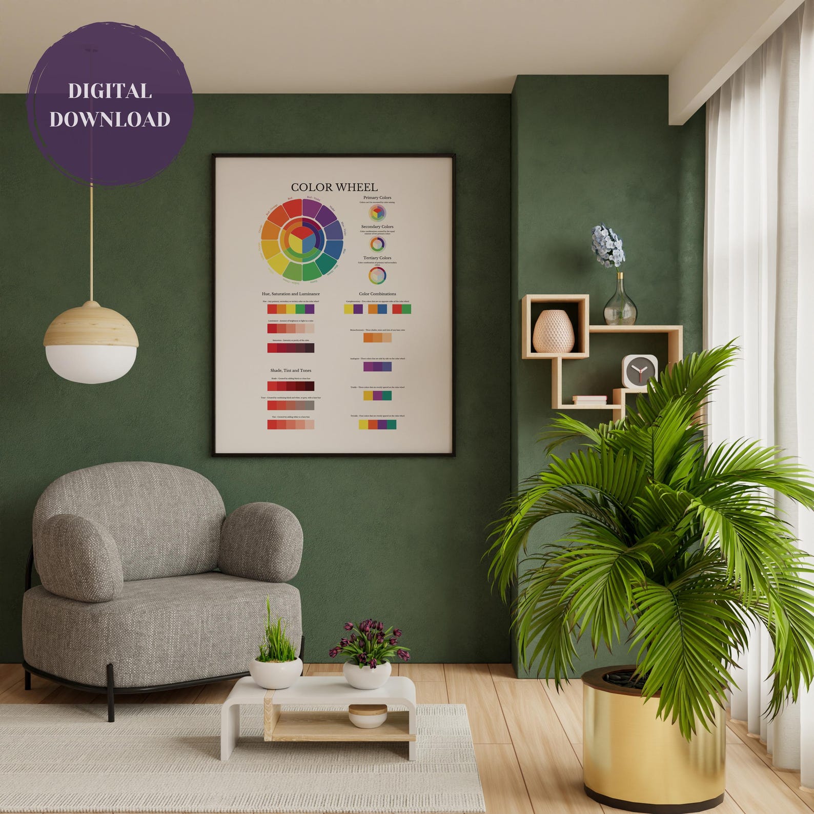 Color Wheel Poster, Beige, White, Color Theory, Design Color Palette ...