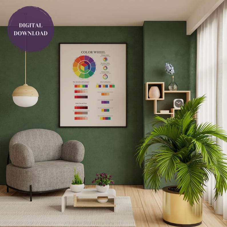 Color Wheel Poster, Beige, White, Color Theory, Design Color Palette ...