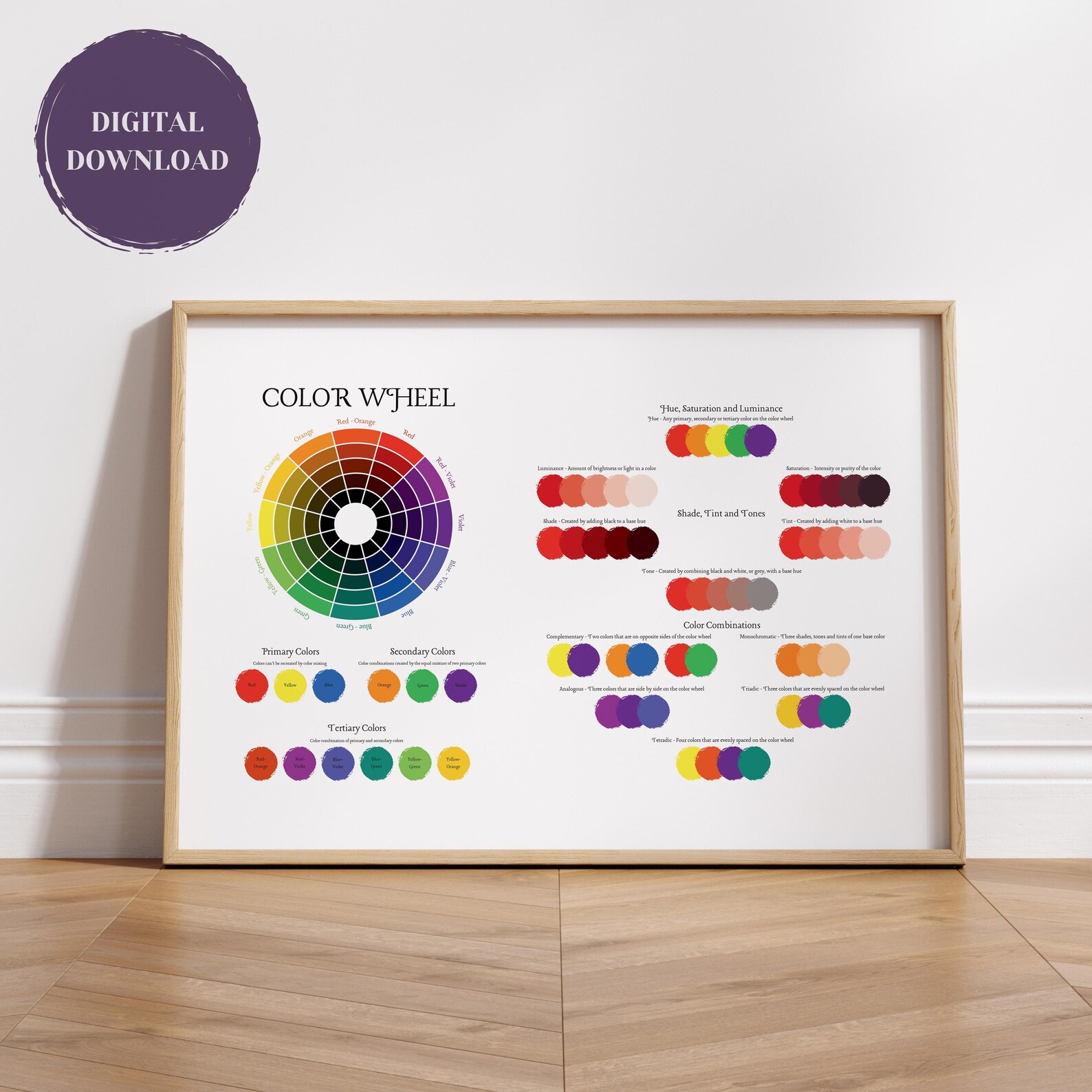 Color Wheel Poster, Beige, White, Color Theory, Design Color Palette ...
