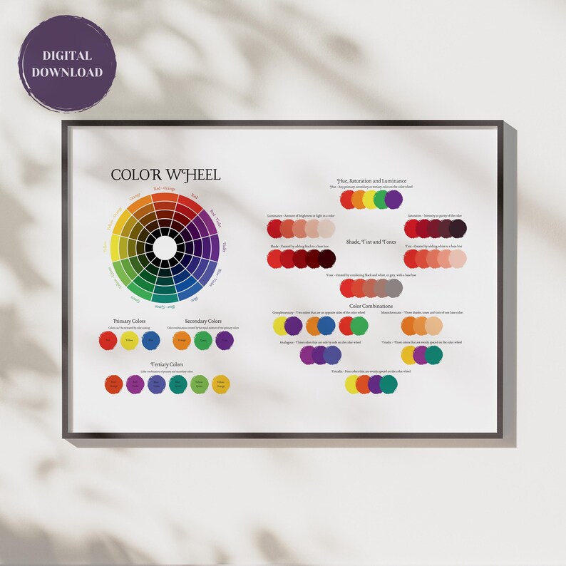 Color Wheel Poster, Beige, White, Color Theory, Design Color Palette ...