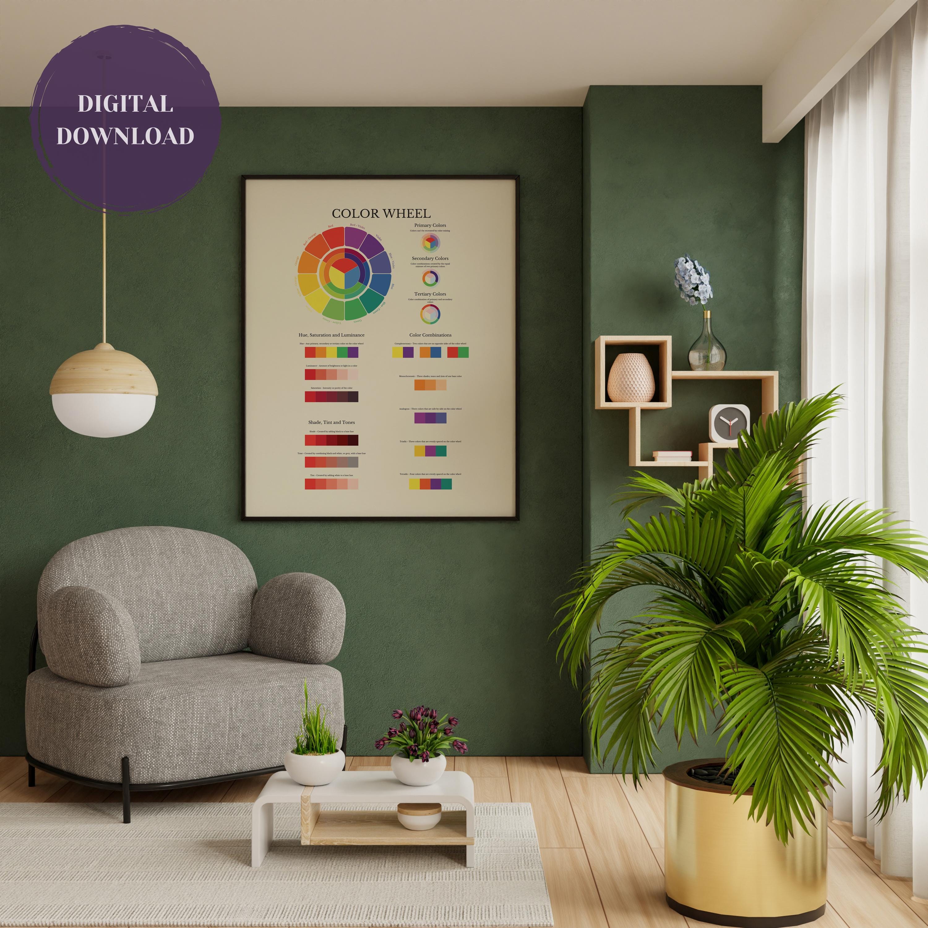 Color Wheel Poster, Beige, White, Color Theory, Design Color Palette ...