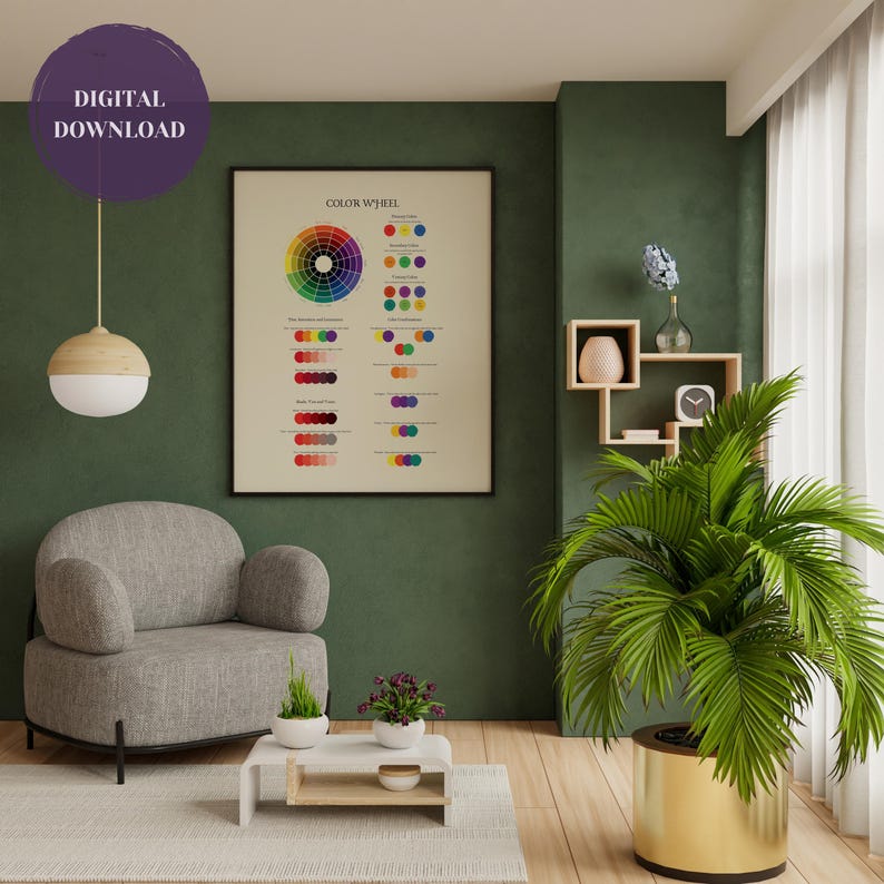 Color Wheel Poster, Beige, White, Color Theory, Design Color Palette ...