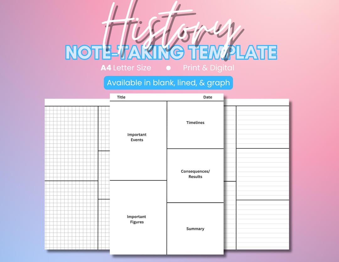 History Note-taking Template | PRINTABLE Note Template | Ultimate ...