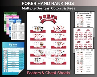 Poker Hand Rankings Poster Poker Strategy Poster Poker Room Decor ...
