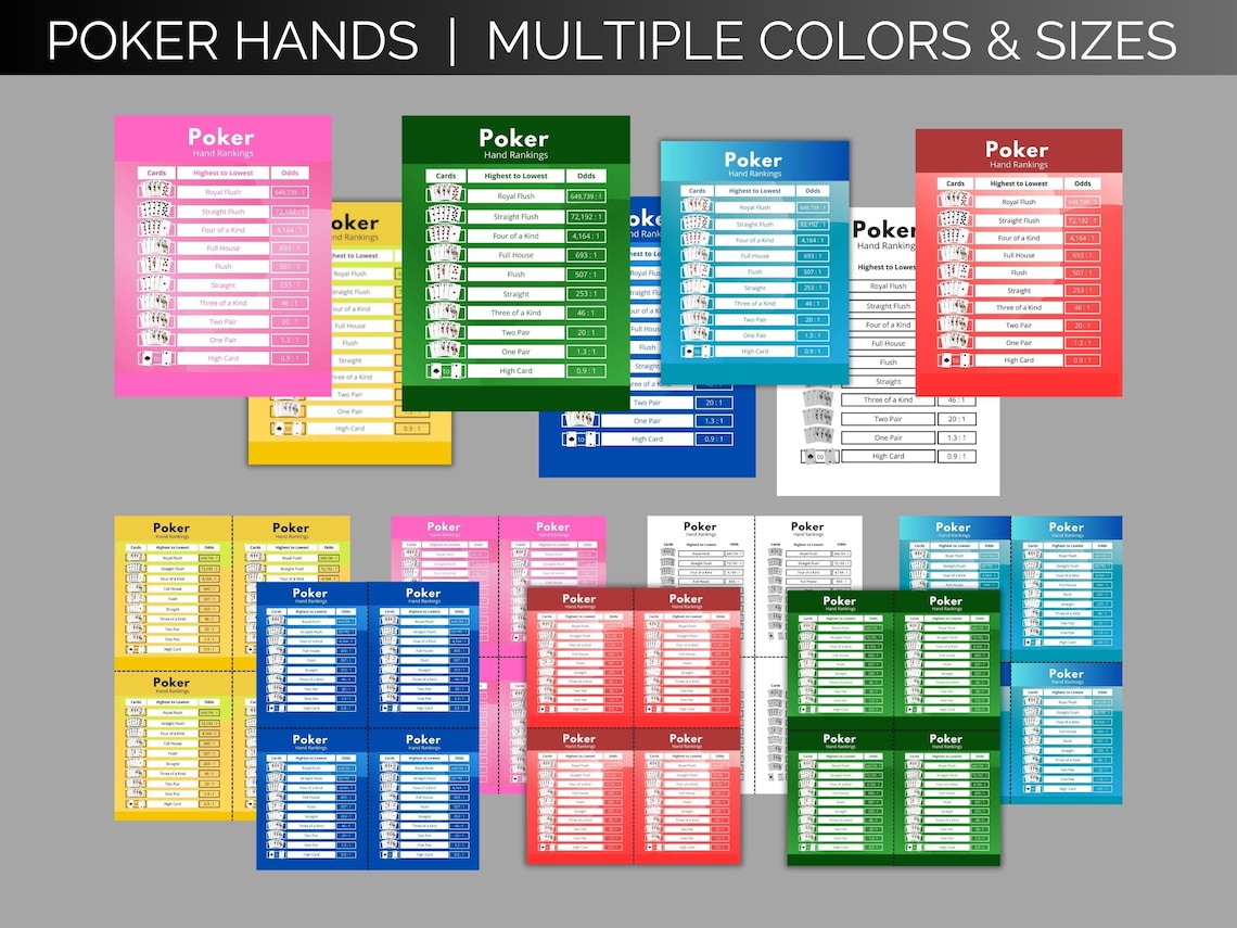 Poker Hand Rankings Cheat Sheet Printable - Etsy