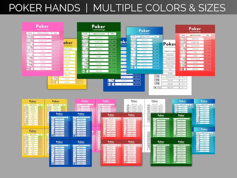 Poker Hand Rankings Cheat Sheet Printable - Etsy