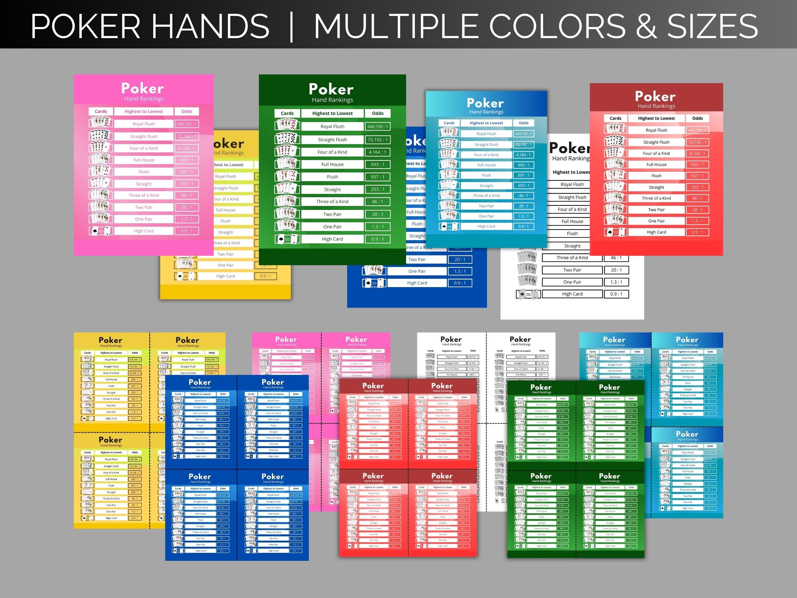 Poker Hand Rankings Cheat Sheet Printable - Etsy