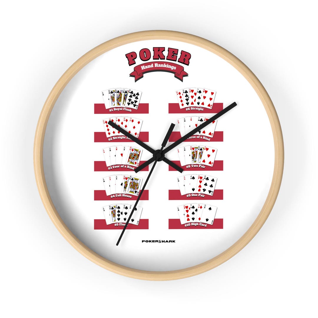 Poker Hand Rankings Wall Clock Poker Accessories Poker Decor - Etsy