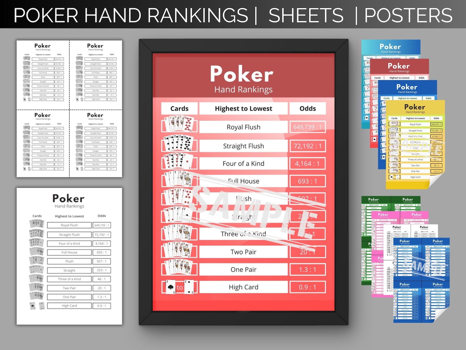 Poker Hand Rankings Cheat Sheet Printable - Etsy