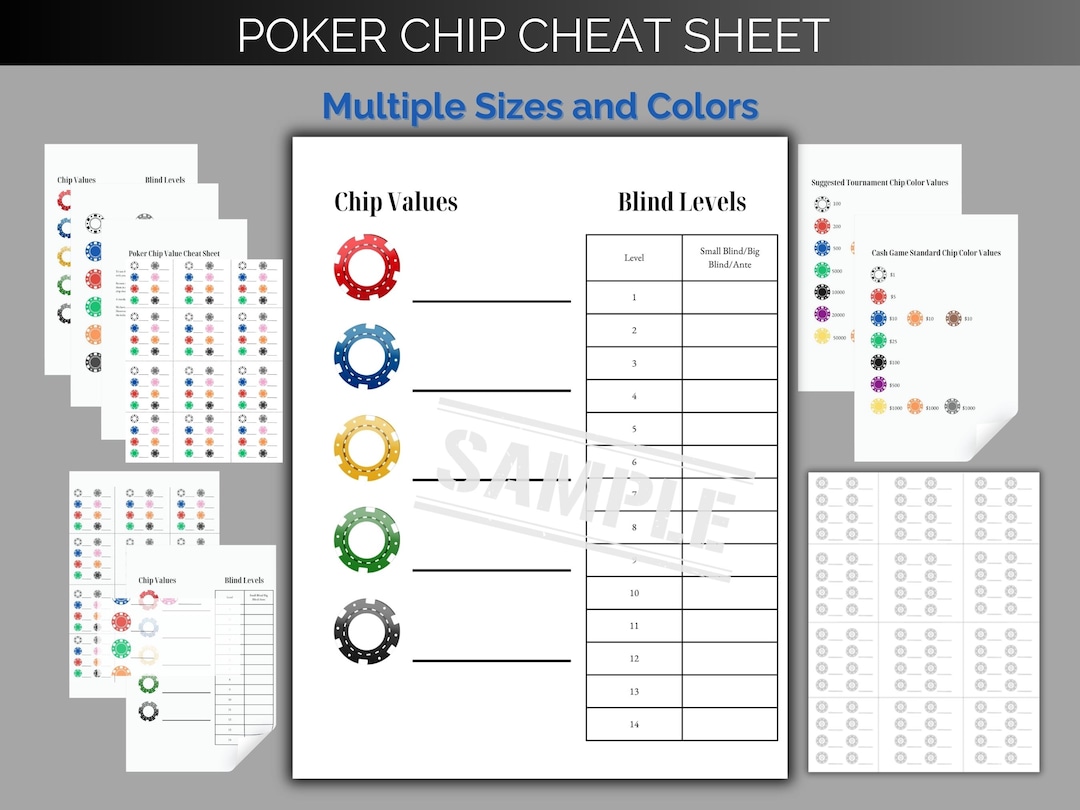 Poker Chip Value Reference Sheets - Etsy