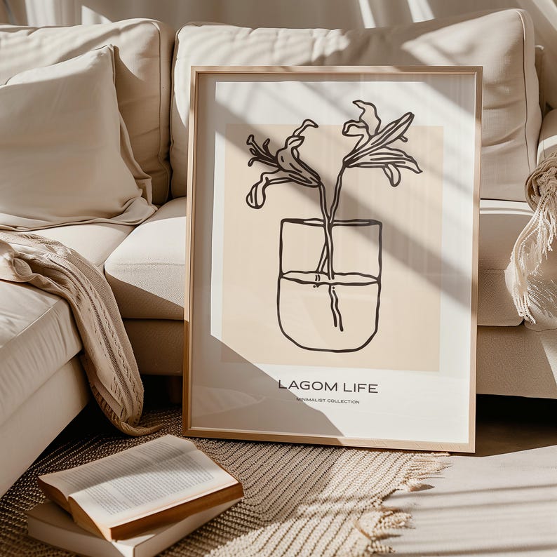 Lagom Life Wall Art, Scandinavian Wall Art, Neutral Aesthetic Home ...