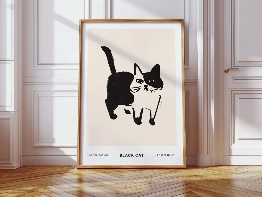 Black Cat Prints Poster, Cat Lovers Poster, Gifted Cat Owners, Cute ...