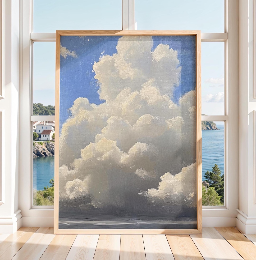 Cloudscape Wall Art Print With Frame Large Sky Cloud Wall Decor Modern ...