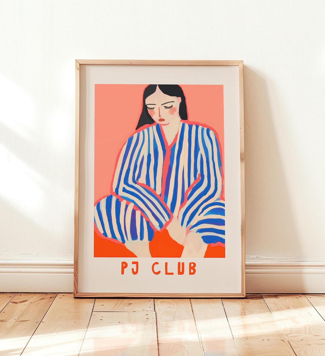 Pajama Girl Wall Art Modern Female Portrait Cozy Bedroom Homebody Decor ...