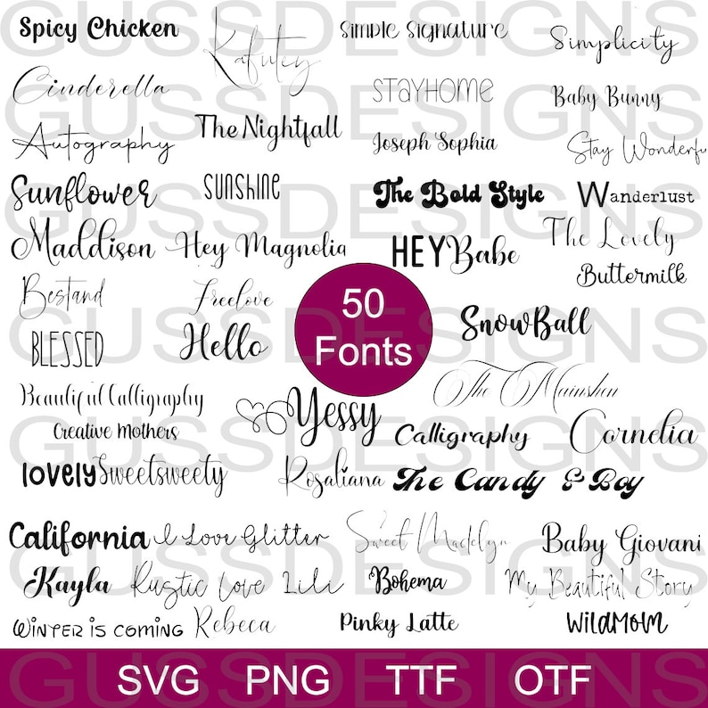 Ultimate Fonts - Fonts Bundle Cricut Canva Script Digital Svg, Png, Ttf ...