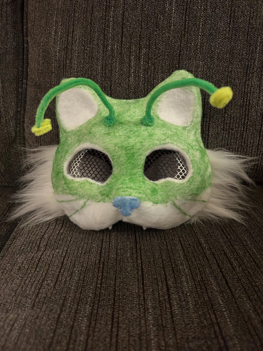 Therian Green Alien Cat Mask, Big Eyes - Etsy