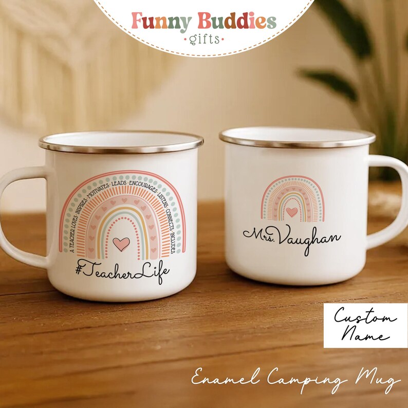 Personalized Teacher Mug – Pastel Rainbow, Teacher Life Coffee Cup - Etsy