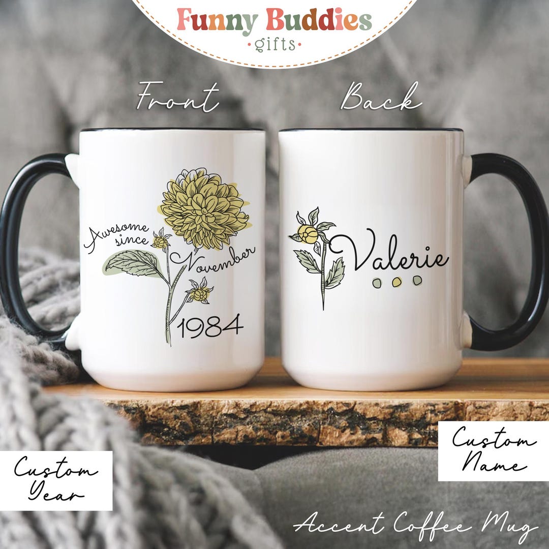 November Birth Flower Mug: Personalized Chrysanthemum Coffee Cup - Etsy