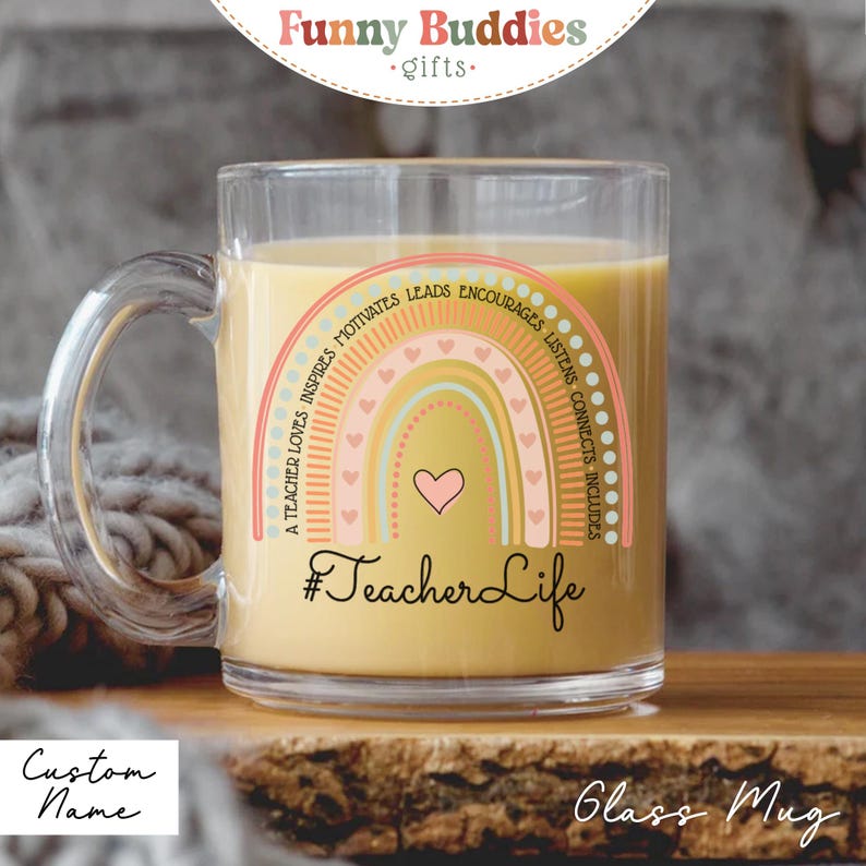Personalized Teacher Mug – Pastel Rainbow, Teacher Life Coffee Cup - Etsy