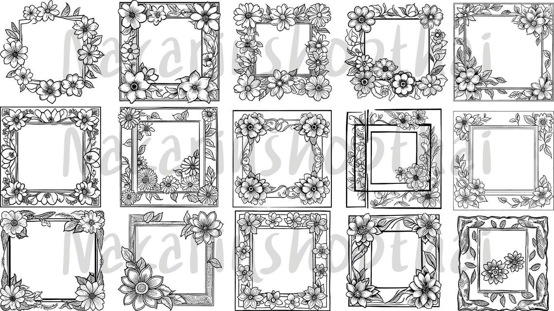 Line Picture Frame , Digital Frames Clipart, Doodle Frames Clipart ...