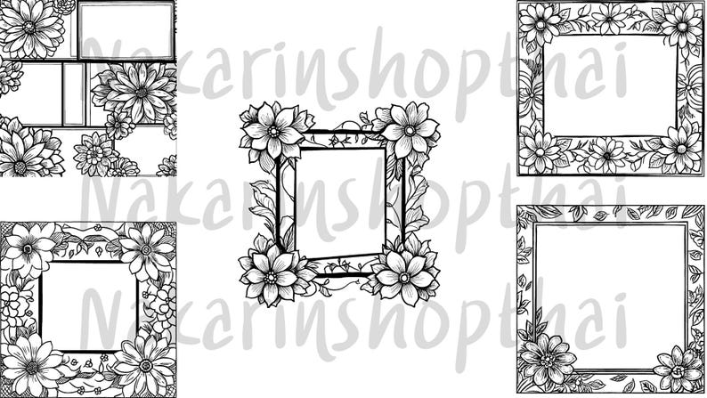 Line Picture Frame , Digital Frames Clipart, Doodle Frames Clipart ...