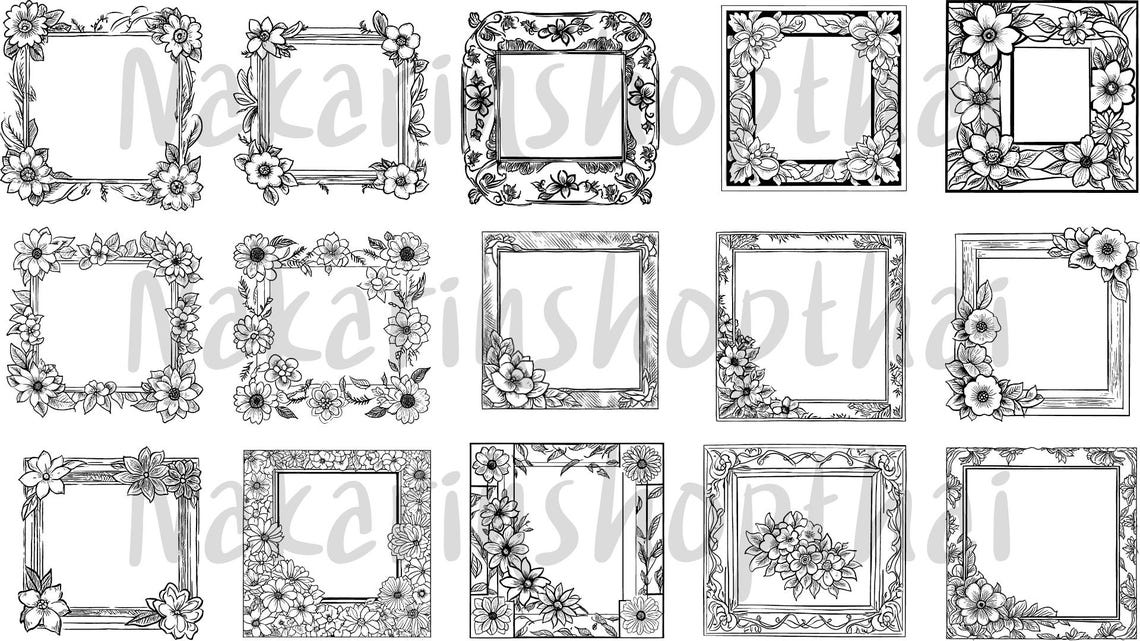 Line Picture Frame , Digital Frames Clipart, Doodle Frames Clipart ...