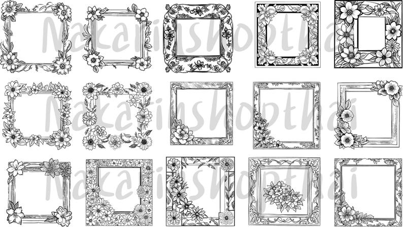 Line Picture Frame , Digital Frames Clipart, Doodle Frames Clipart ...