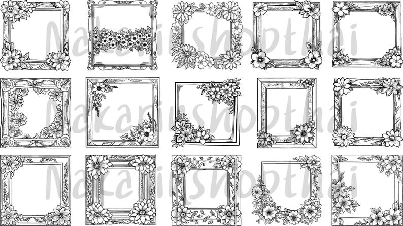 Line Picture Frame , Digital Frames Clipart, Doodle Frames Clipart ...