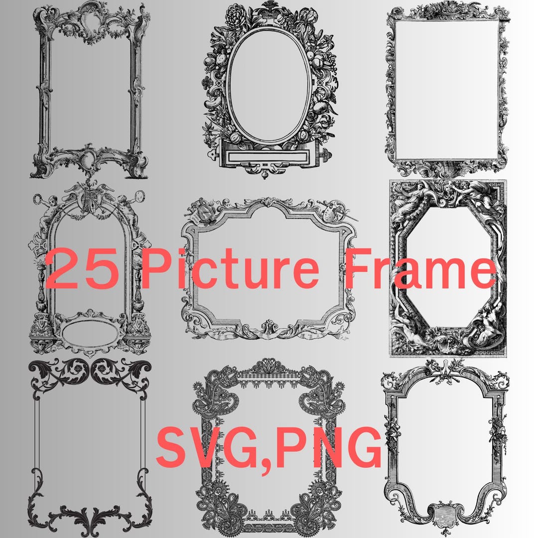 Line Picture Frame V4 , Digital Frames Clipart, Doodle Frames Clipart ...