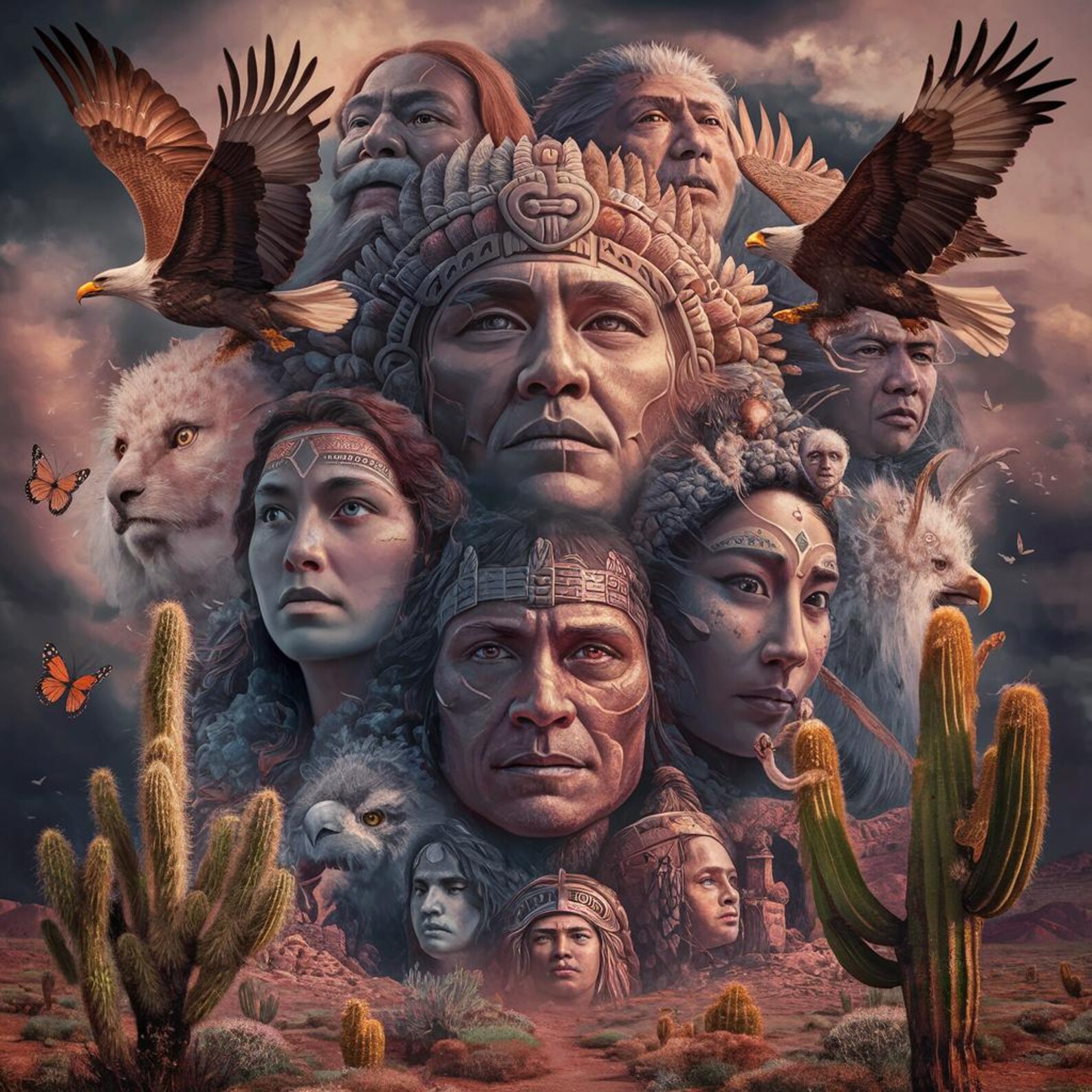 Eagle & Inca Faces T-shirt: Polyester Moisture Wicking Tee - Etsy