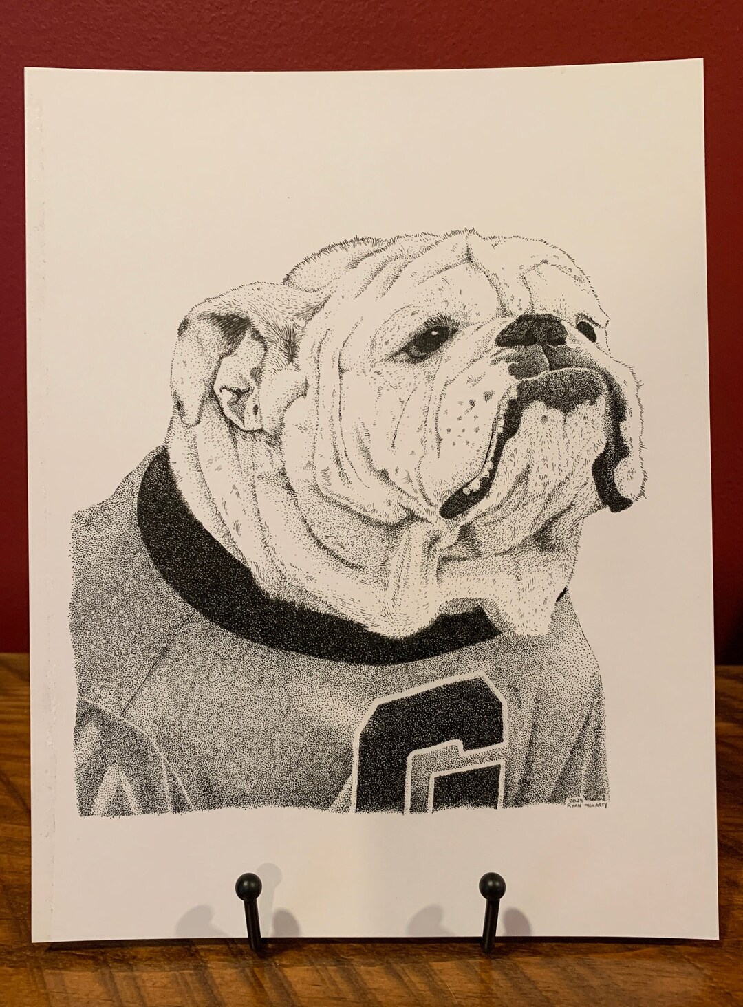 Georgia Bulldog Mascot Hand Drawn Print. Uga X. Pen & Ink Giclee Art ...