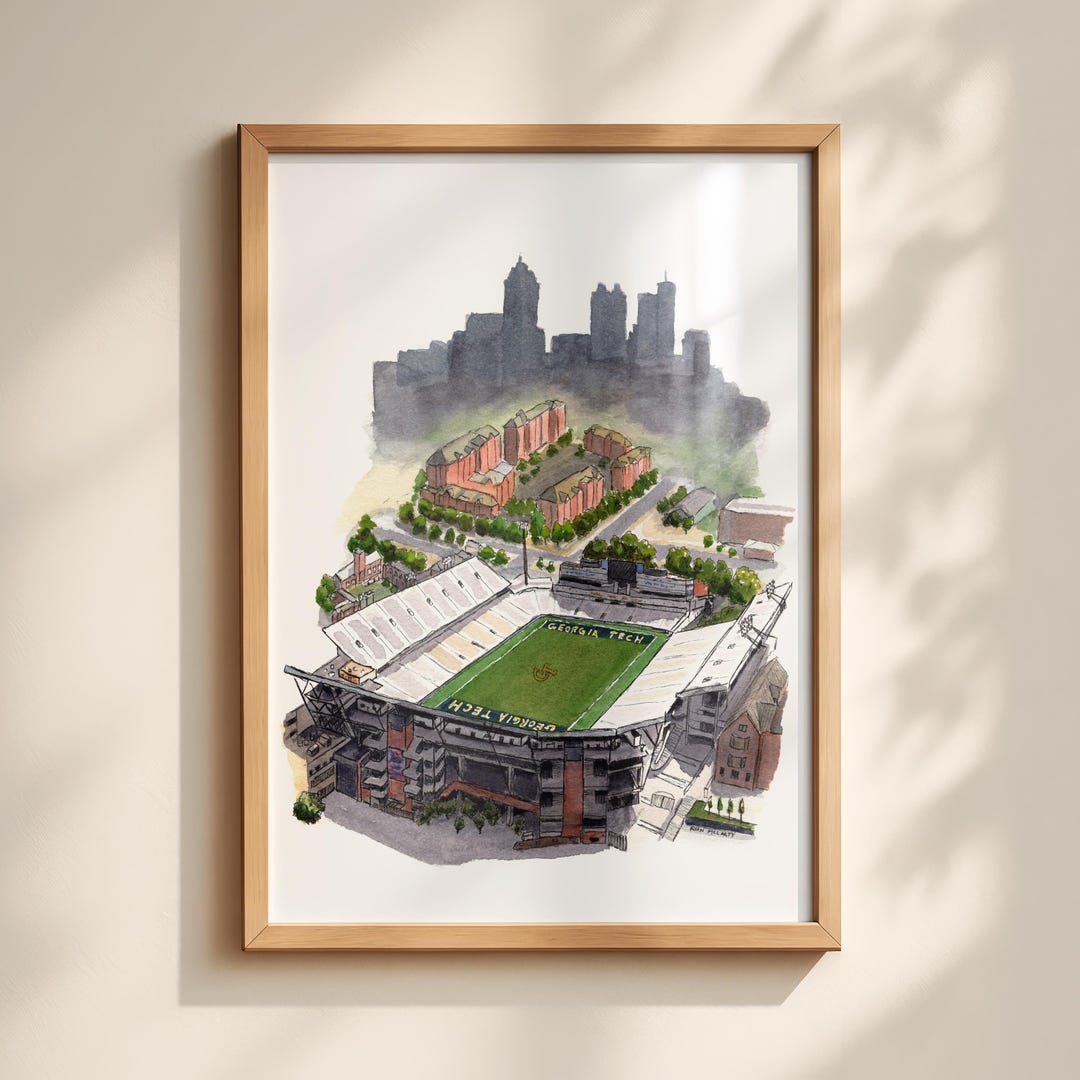 Georgia Tech Bobby Dodd Stadium Watercolor Art Print: Signed Giclée ...