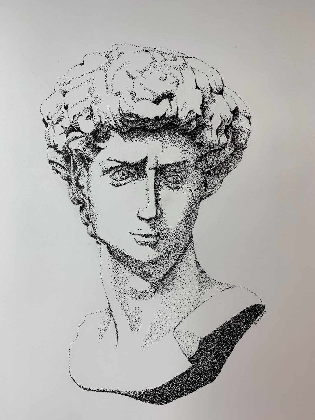 Michelangelo's David Statue Art Print. 8x10 Signed Fine Art Pointillism ...