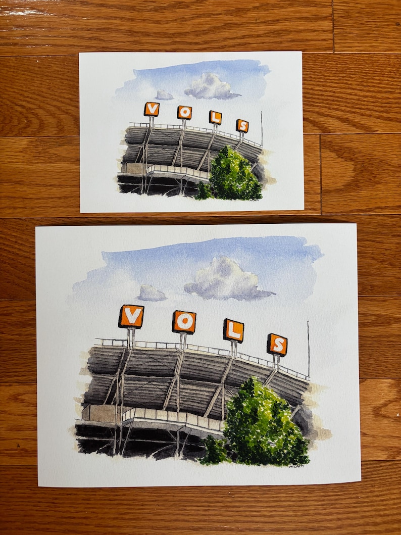 Neyland Stadium Watercolor Art Print: Tennessee Volunteers Wall Decor ...