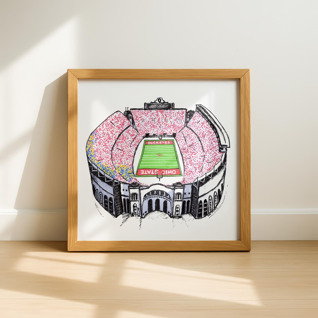 Ohio Stadium Pen & Ink Art Print: the Game - Ohio State Vs Michigan ...