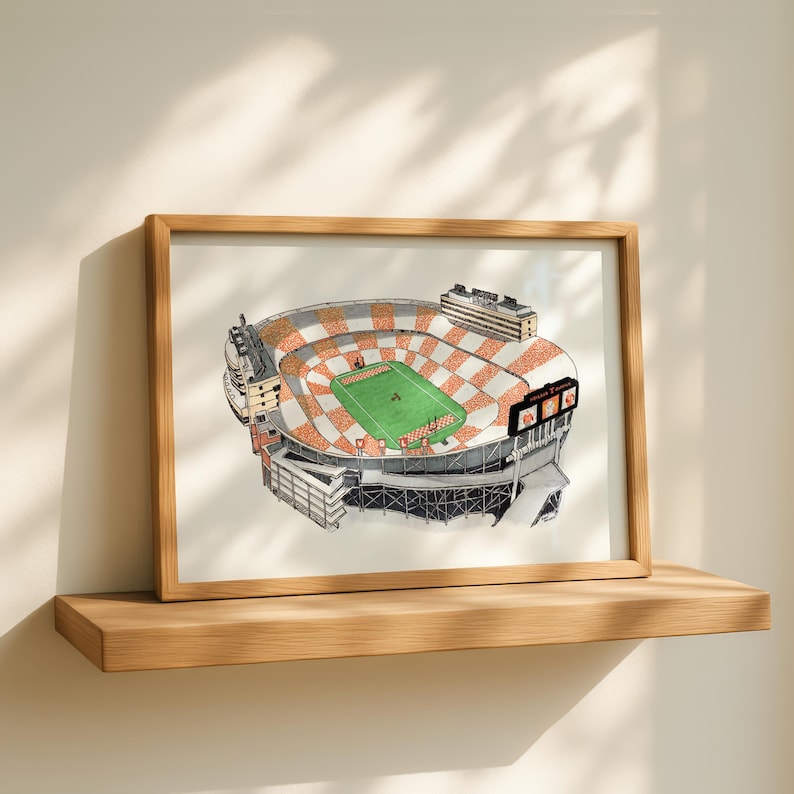 Neyland Stadium Art Print: Tennessee Volunteers Pen and Ink Drawing ...