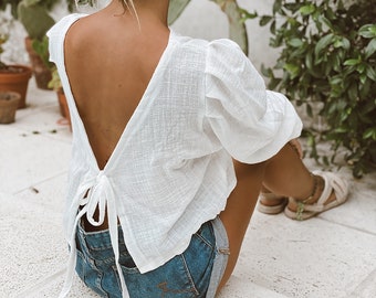 Open Back Tie Shirt - Etsy
