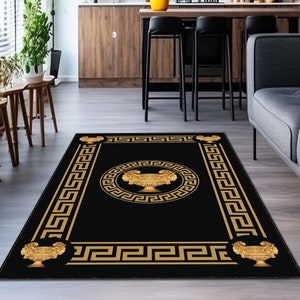 Greek Key Border Carpet: Modern Navy Blue Area Rug - Etsy