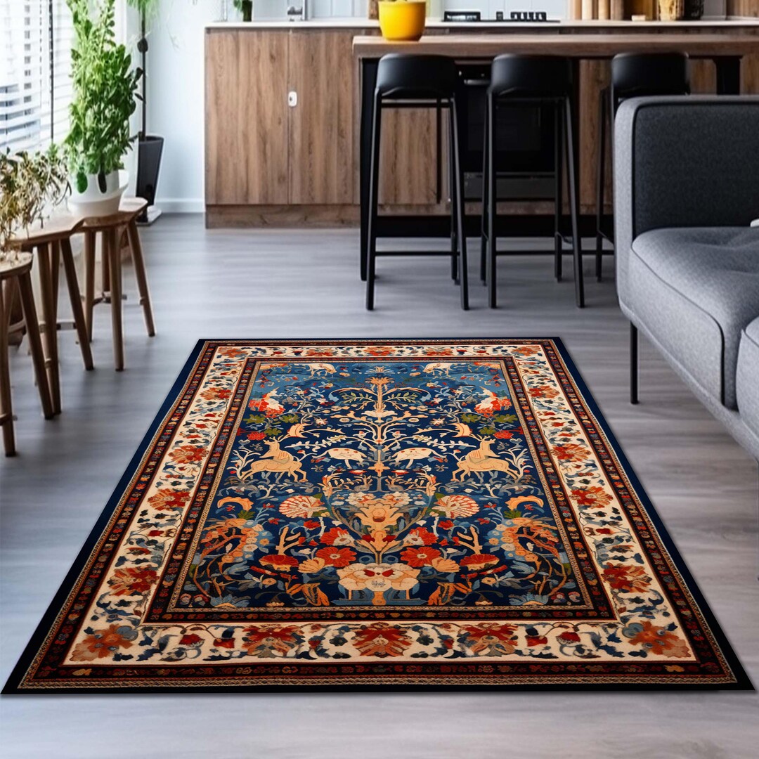 Blue Persian Rug 8x10, Blue Kilim Rug 8x10, Oriental Vintage Blue Rug ...