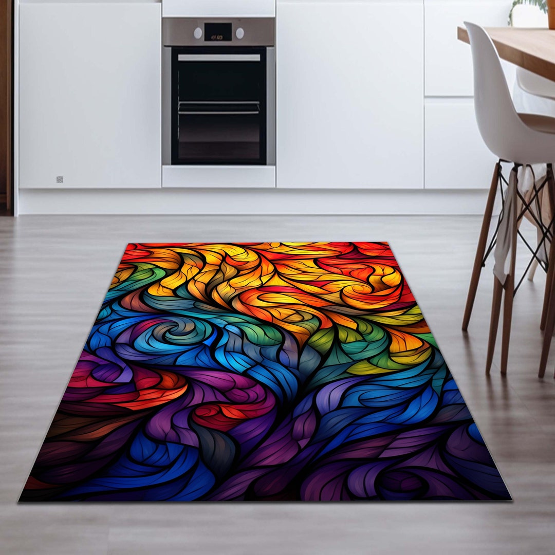 Stained Glass Rug: Modern Anti-slip Accent Rug, Machine Washable - Etsy